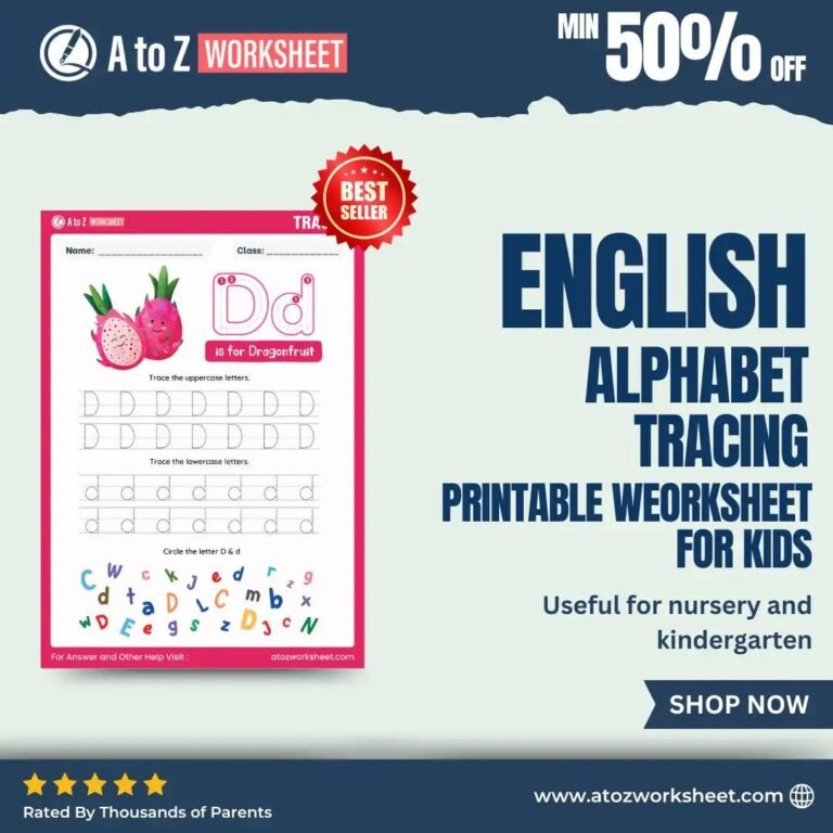 English Alphabet Tracing Worksheet PDF - A To Z Worksheet Store