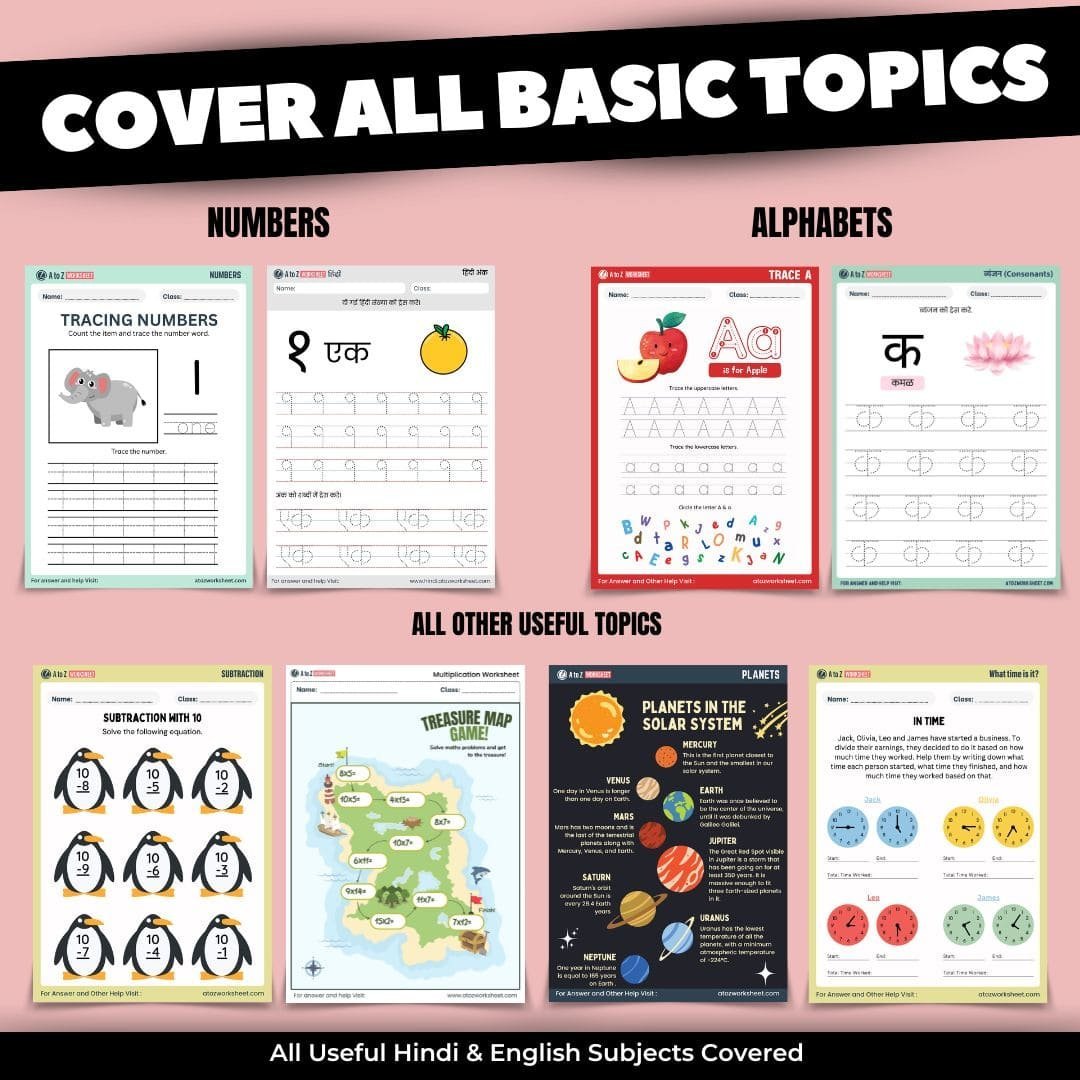 1000+ Hindi and English Worksheets PDF Bundle For Nursery , LKG, UKG ...